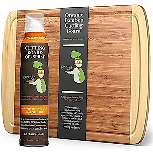 Extra Large Bamboo Cutting Board and Food Grade Oil Spray by Greener Chef