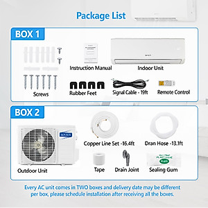 ROVSUN 9000BTU Wifi Enabled Mini Split Air Conditioner & Heater, 19 SEER 115V Energy Saving Inverter Ductless Wall AC Unit with Pre-Charged Condenser, Heat Pump & Installation Kit