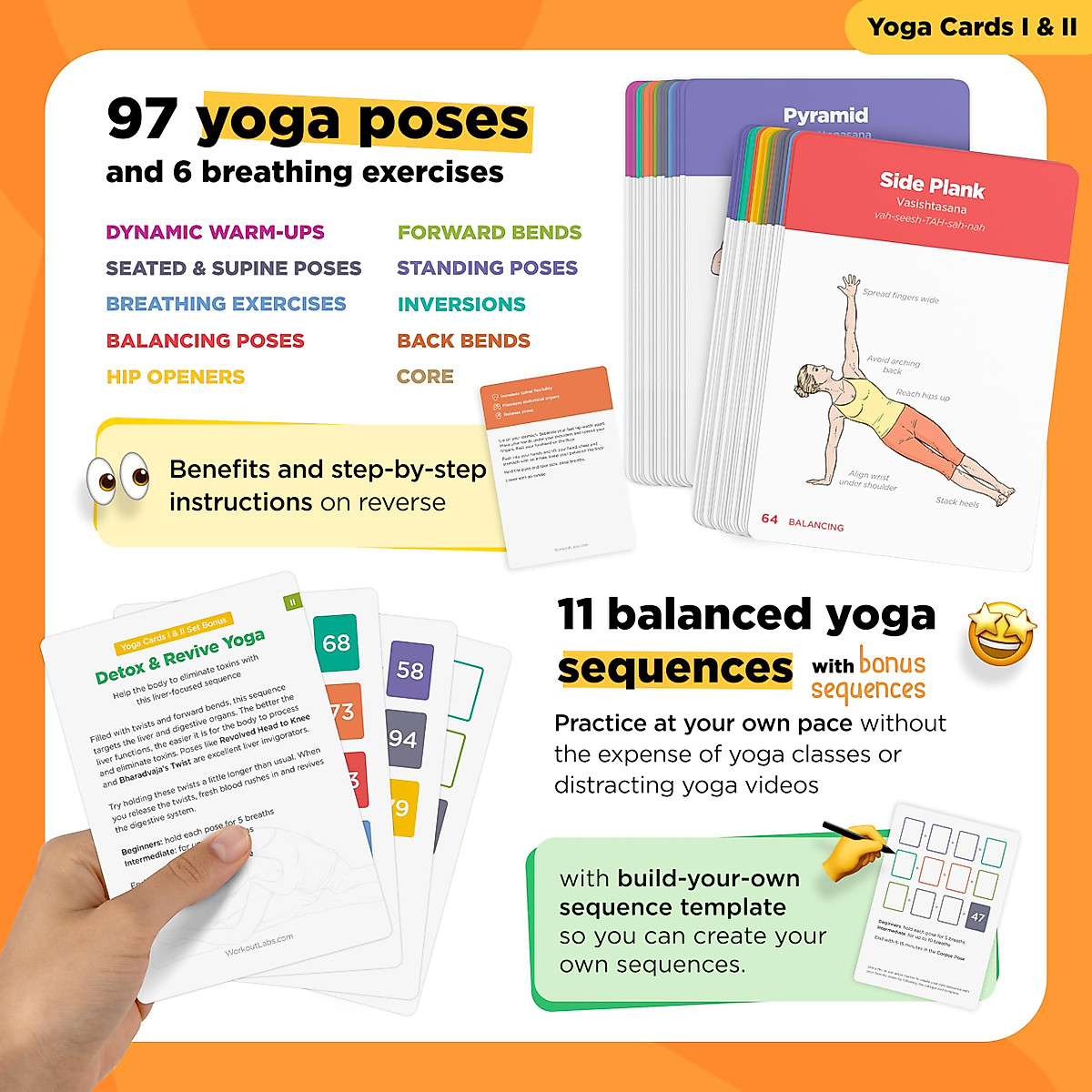 WorkoutLabs Exercise & Yoga Cards I & II Set Total Fitness Bundle for Home No-Equipment Workouts and Yoga · Premium Plastic Flashcard Decks