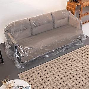 HERSENT 96 x 42 x 62 Inch Plastic Furniture Covers for Moving, Couch Cover for Sofa, Thick Clear Sofa Moving Cover, Waterproof Moving and Storage Bag