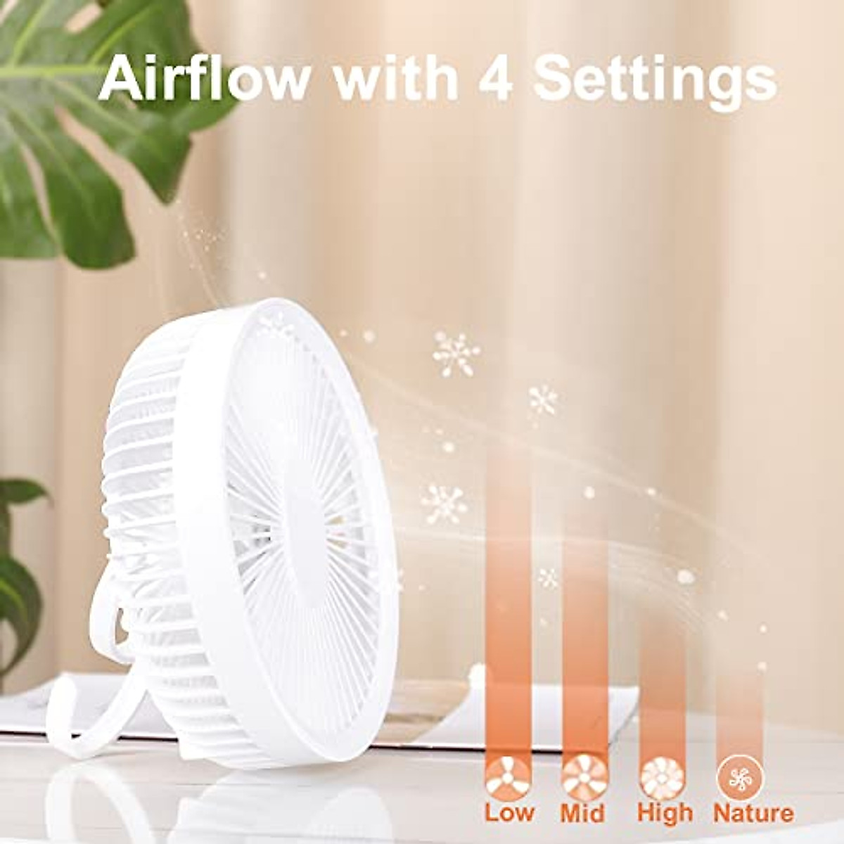 Tremdwoto Portable Camping Fan with Rechargeable 4000mAh Battery Operated, 180°Rotation, LED Light and Hook for Outdoor Tent Picnic Barbecue Fishing Travel - Perfect for Your Next Adventure!