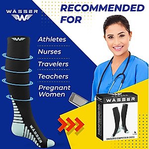 Wasser Gear Compression Socks for Nurses Men & Women - Fitness Travel Pregnancy Circulation