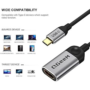QGeeM USB C to HDMI Adapter 4K Cable, USB Type-C to HDMI Adapter [Thunderbolt 3/4] HDMI Adapter for Laptop MacBook Pro/Air, iPhone15 Pro max, Dell XPS, HP.Pixelbook, Thinkpad,Surface,Ipad Pro etc.