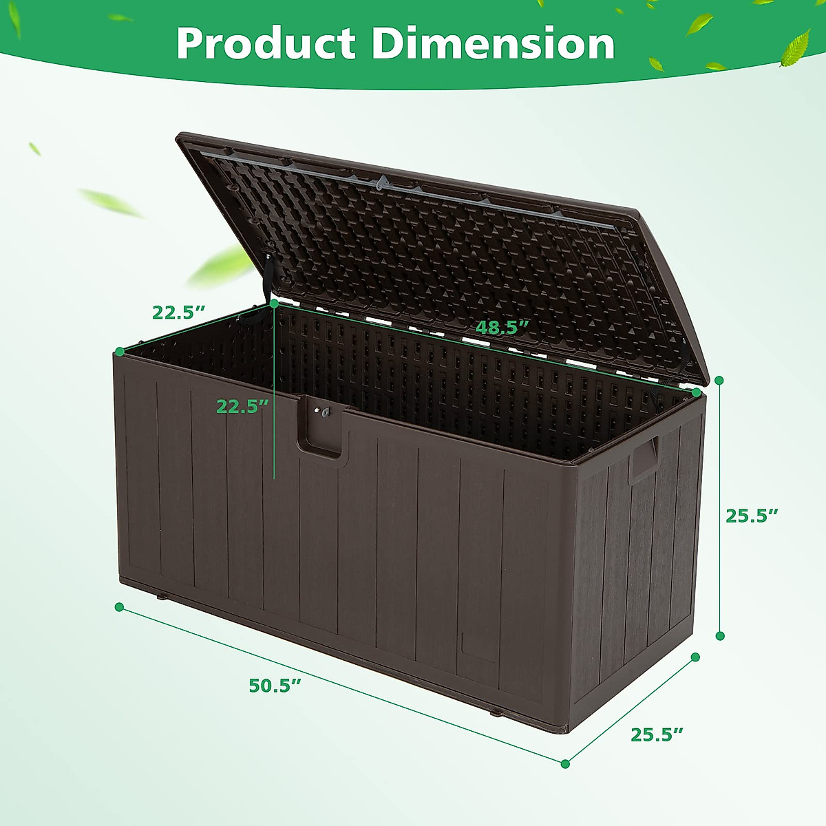 Giantex Outdoor Storage Deck Box Patio Bin - 105 Gallon Indoor/Outside Storage Box with Lockable Lid, Waterproof Storage Chest for Gardening Tools, Supplies, Cushions Storage Container (105 Gallon, Brown)