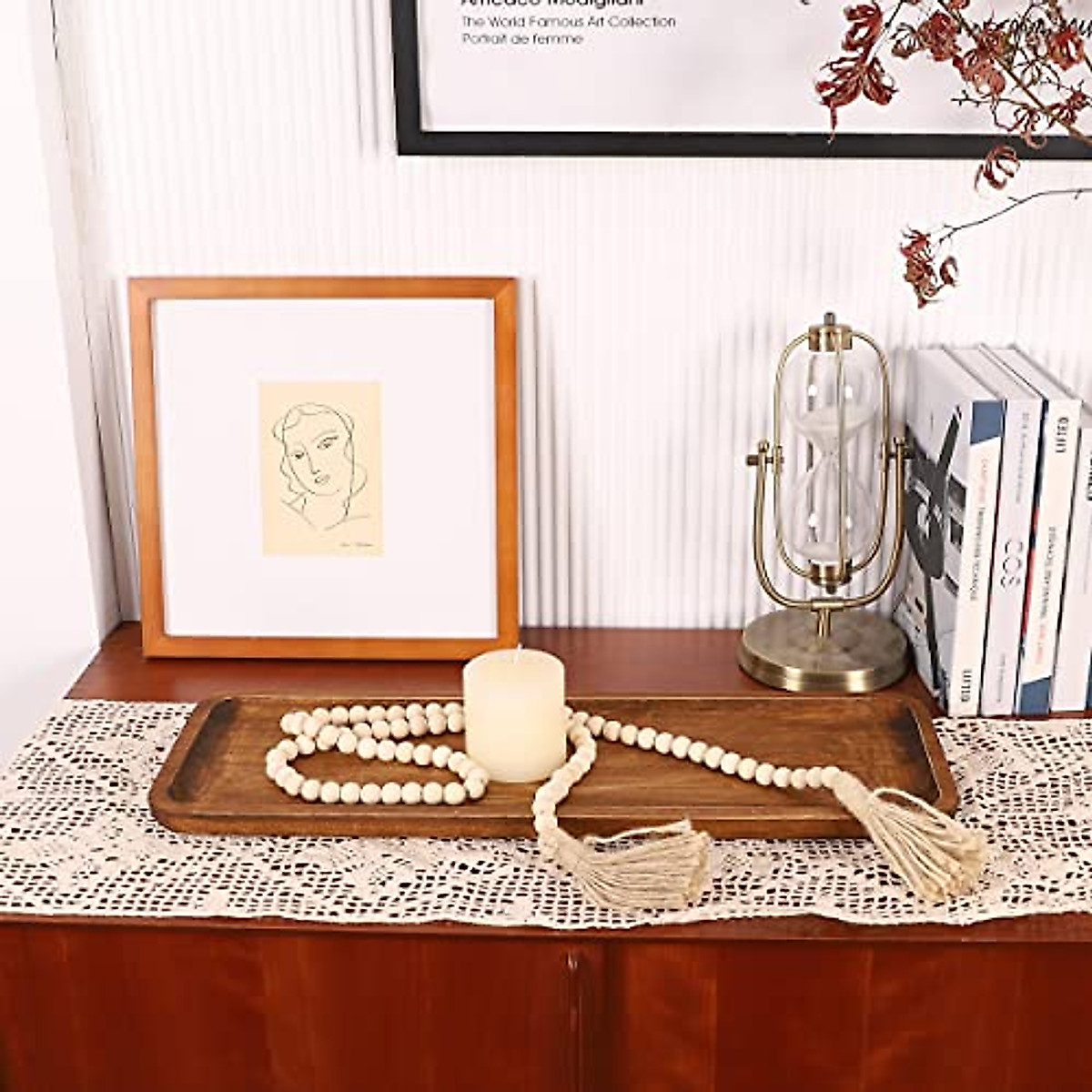 Athaliah Wooden Decorative Trays, 22.5 Inches Rustic Paulownia Wood Tray for Decor, Natural Solid Long Candle Ottoman Tray for Table Centerpiece, Kitchen Counter, Home Decor, Coffee Table