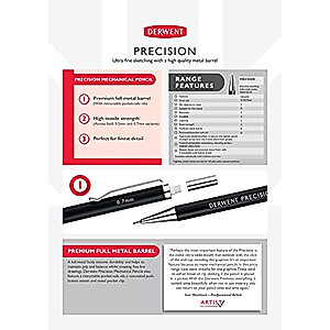 Derwent Mechanical Pencils 0.5, Metal Barrel, Precision, HB (2302428)