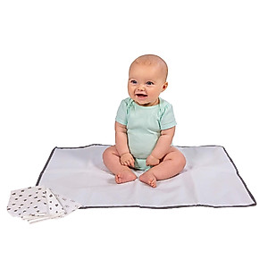 Healthy Habits by J.L. Childress Baby Changing Pad Bundle - Portable Padded Diaper Changing Pad with Pocket Plus 3 Disposable Changing Pads - Travel Changing Pads, Waterproof, Extra-Large - Grey