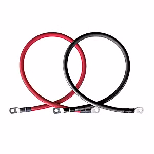 2/0 AWG 2/0 Gauge Red + Black Pure Copper Battery Inverter Cables Solar, RV, Car, Boat 3 Feet 5/16" in Lugs