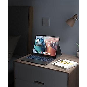 CHESONA Touchpad for iPad Pro 12.9 Case with Keyboard, Keyboard (for 12.9-inch Pro - 6th/5th/4th/3rd Generation), Detachable Bluetooth Keyboard with 7-Color Backlight, 2 Bluetooth Channels (Black)