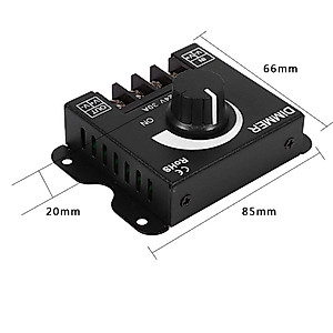LED Dimmer Switch, 12V-24V 30A Manual Operation Dimmer Controller, Single Color Strip LED Controller with Auto Memory Function