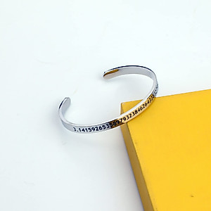 Pi Bracelet 3.14 Math Geek Jewelry Pi Symbol Science Math Teacher Gift(silver pi cuff)