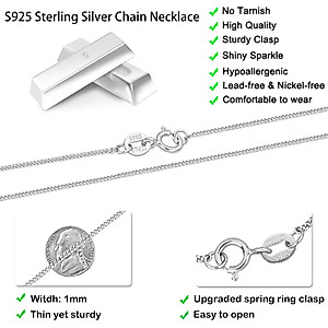 Bovickep 925 Sterling Silver Chain For Women, 18K Yellow/Rose/White Gold Plated 1mm Dainty Thin Necklaces, Fashion Chain Necklace for Every Day use. 16/18/20/22/24 inches