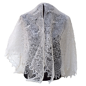 Fedelkea Antique Lace Orenburg Shawl Slavic Crochet Wedding Knitted 55x55 Inch