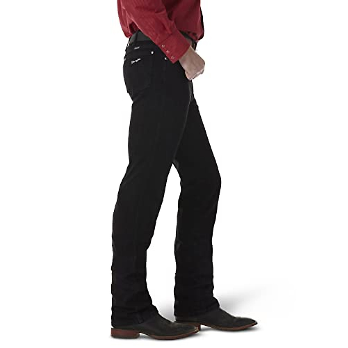 Wrangler mens Cowboy Cut Silver Edition Slim Fit Boot Cut jeans, Black, 38W x 34L US