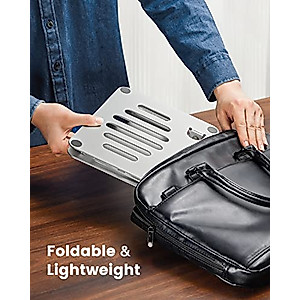 HUANUO Adjustable Laptop Stand, Aluminum Laptop Riser, Ergonomic Laptop Stand for Desk, Notebook Computer Stand Holder Compatible with 10-17” Laptops, Silver, HNLS07S