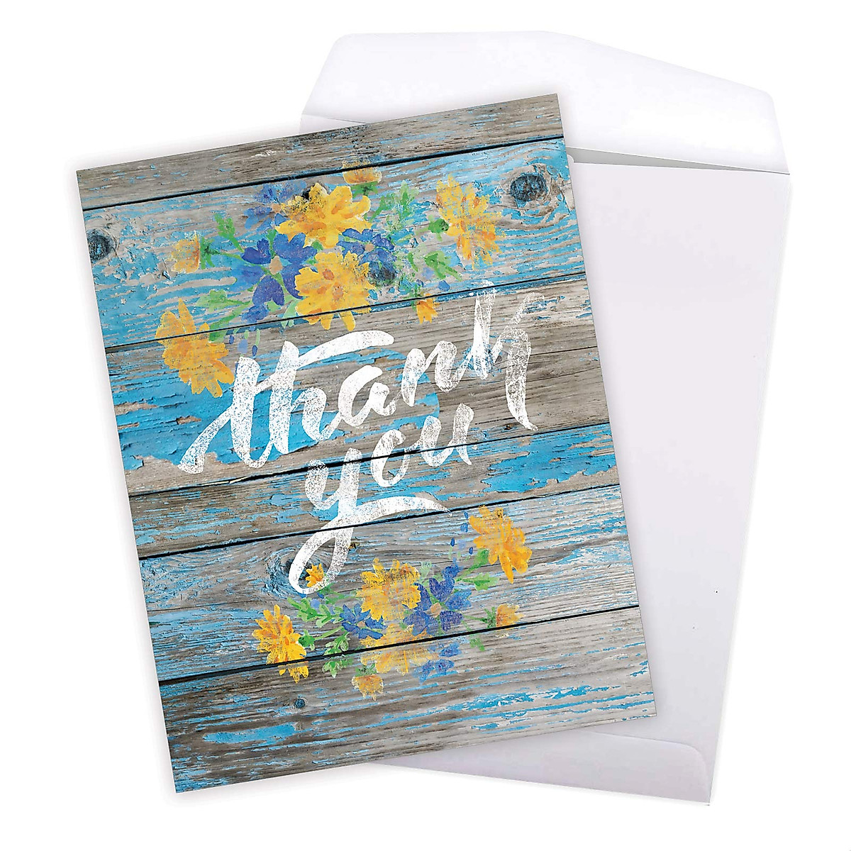 The Best Card Company - 1 Big Thank You Greeting Card (8.5 x 11 Inch) - Group Card for Showing Thanks, Appreciation, Gratitude - Blooming Driftwood J6108CTYG