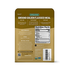 FGO Organic Ground Golden Flaxseed Meal, Cold Milled, Grown in USA, 16oz, Packaging May Vary (Pack of 1)