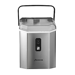 Panana Ice Maker Machine,Nugget Ice Maker Countertop at Home, Automatic Portable Square Ice Cubes Ice Makers Make Soft Chewable Nugget Ice Cube Maker with Handle,Scoop Basket (Silver)