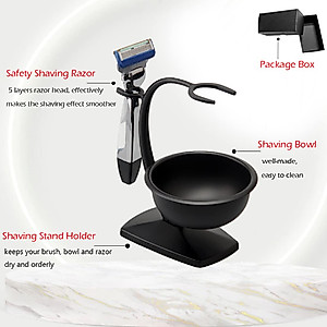 Men's Shaving Kit Gift Set, DanNuo Luxury Wet Shaving Kit Safety Manual Razor Soft Shaving Brush Alloy Soap Bowl with Shaving Holder Stand for Men/Friend/Father/Brother