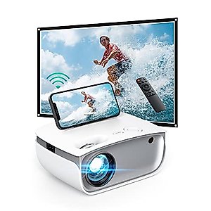 Wireless Wi-Fi Mini Projector, Portable LED Projector with 720p HD Resolution and 1080p FHD Support, 5500 Lux Brightness, Smartphone Screen Sync, Compatible with Laptops, TV Sticks, PS4, HDMI, AV, USB