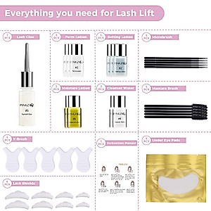 PINKZIO Lash Lift Kit Eyelash Perm Kit, Professional Eyelash Lash Curling, Semi-Permanent Curling Perming Suitable For Salon, Pink