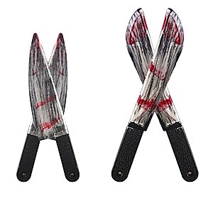 Trounistro 4 Pack Halloween Bloody Cleaver Knife Plastic Slasher Knife Bloody Butcher Knife Prop Blood Stained Fake Costume Knives Props For Halloween Decorations