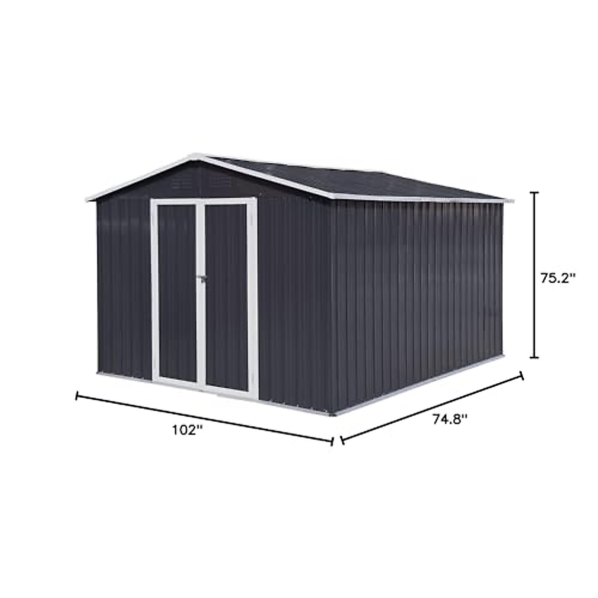 BOVONO Outdoor Storage Sheds 10ftx8ft, Waterproof Metal Utility Tool Shed Storage House with Door & Lock, Perfect for Garden, Patio& Backyard (Dark-Grey)