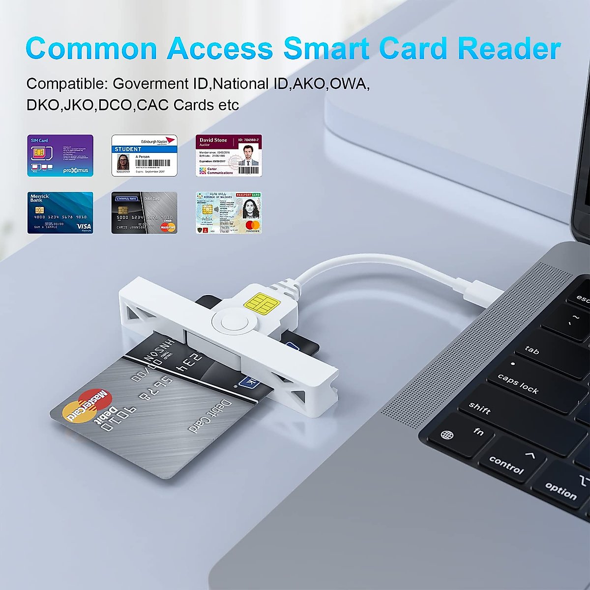 Type C CAC Reader, DOD Military USB C Common Access CAC Card Reader, USB C Smart Card Reader PIV CAC Reader Credit Card Reader Compatible with Windows, Mac OS(Mini Fold and Portable Type C)
