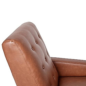 Flash Furniture Erza LeatherSoft Button Tufted Pushback Recliner, Mid-Century Modern Recliner Chair for Residential and Commercial Use, Cognac Brown