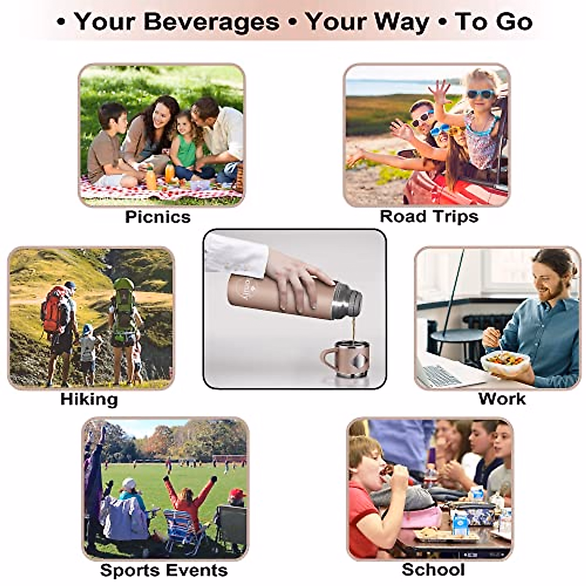 Bonify Stainless Steel Thermo Vacuum Insulated Flask Bottle With Cup-700 ml / 23.7 oz- Hot and Cold Drinks - Water, Coffee, Tea - For Office, School, Travel, Outdoor Activities, Sports (Pink)