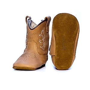 MAMTAKON Real Leather Soft Sole Cowboy Boots for Baby Infant Toddler Boys Girls Newborn Crib Prewalkers Or Special Occasion (6-12 months)