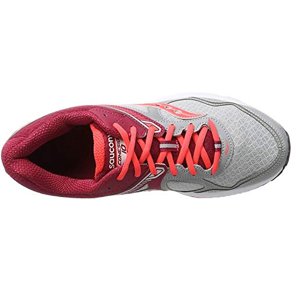 Saucony Women's Cohesion 10 Grey/Red Running Shoe 9 M US