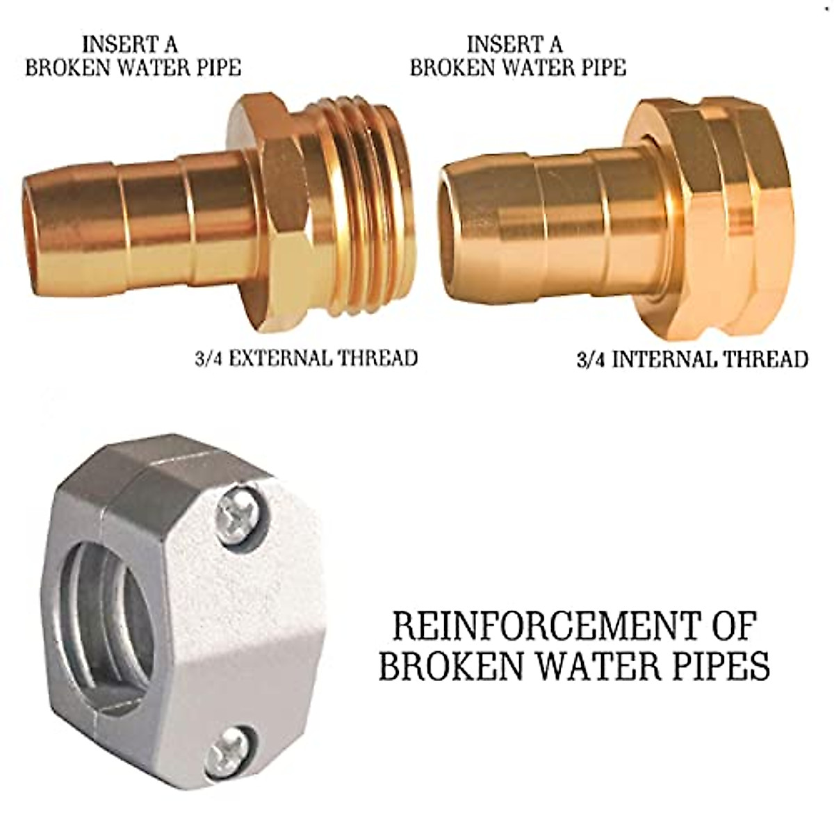 Hourleey Garden Hose Repair Fittings, Zinc and Aluminum Male and Female Hose End Water Hose Repair Connector, 4 Pack