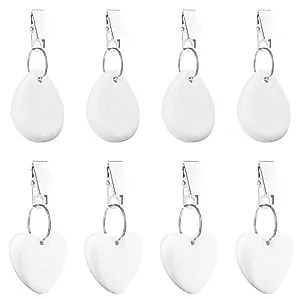 Morobor Tablecloth Weights Hangers, 8pcs Two Style Table Cover Weights with Stainless Steel Clip for Outdoor Family Dinner Garden Party Wedding Camping Picnic( White)