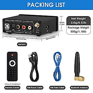 Nobsound Q4 USB Audio Gaming DAC Converter Mini Bluetooth Headphone Amp Amplifier for PC/PS5/Computer with Optical Input 24-Bit 192 KHz & Treble Bass Control & Remote