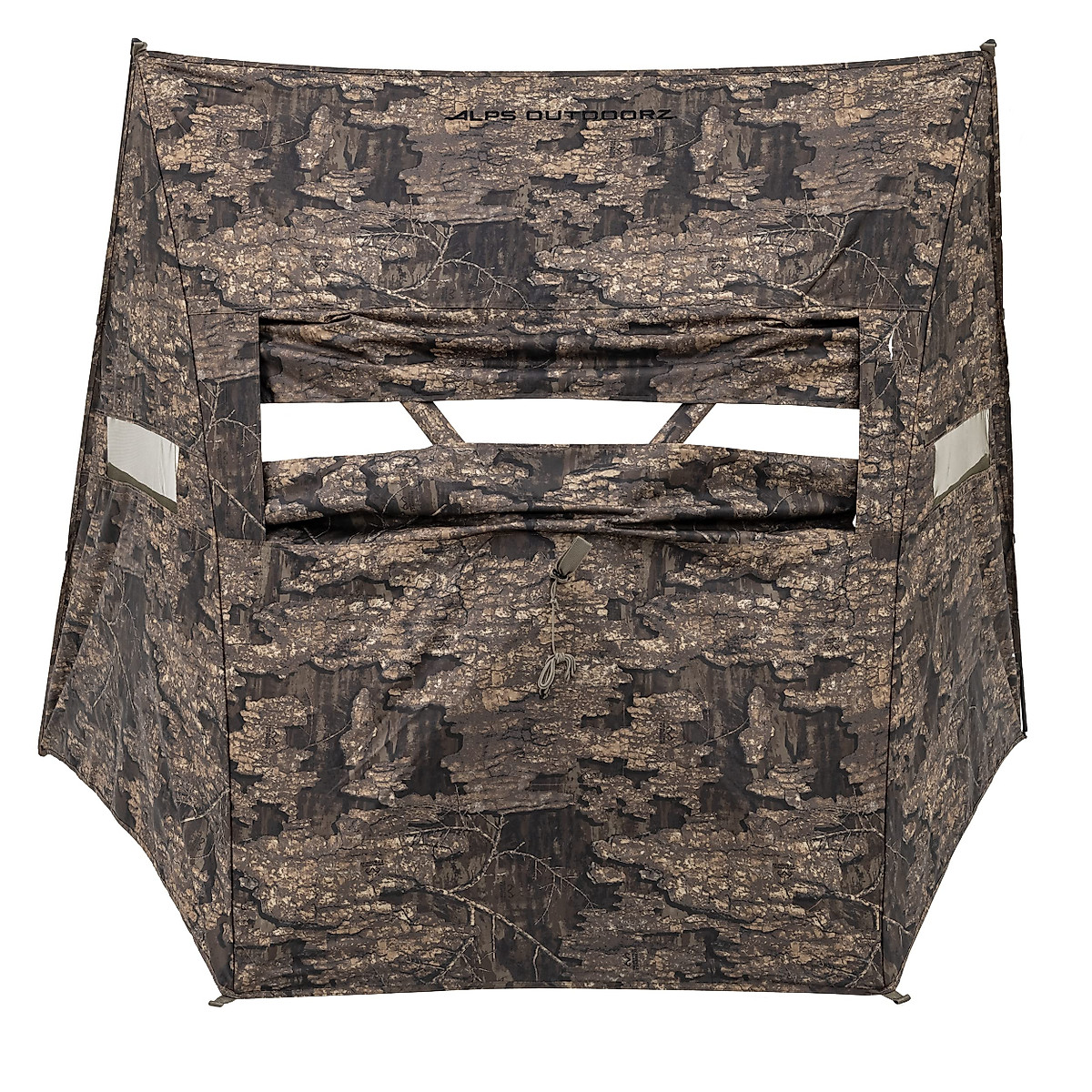 ALPS OutdoorZ Dash Camo Panel Hunting Blind with Hybrid 2 Person Ground Pop Up Design for Quick Deployment, Wide Window, and Interior Mesh Pocket, Realtree Timber