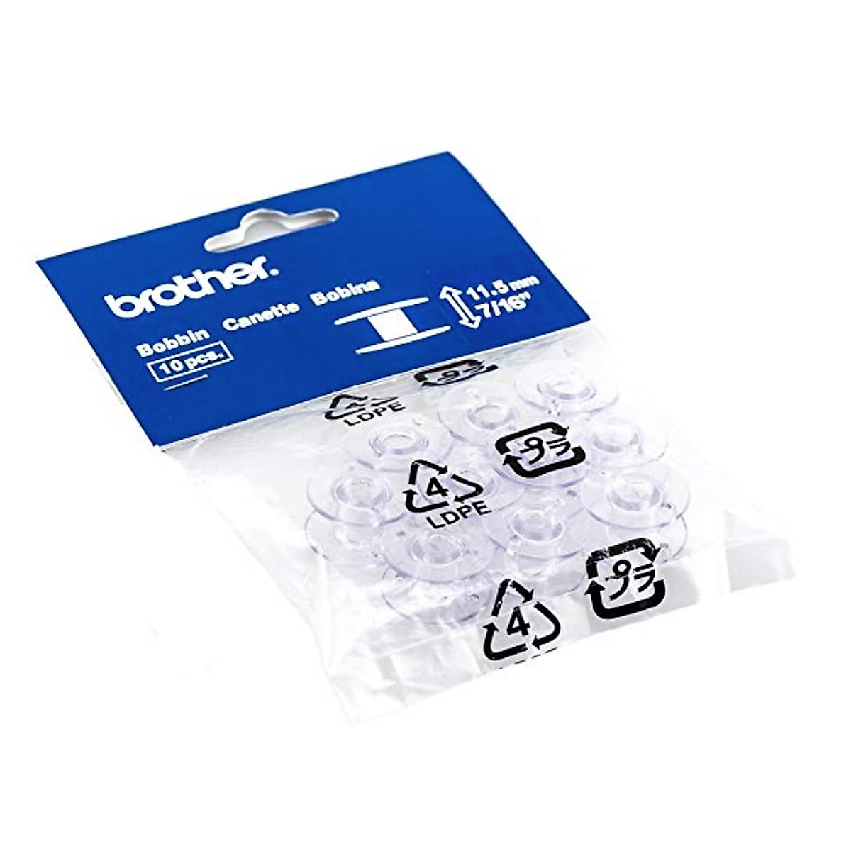 Brother Sewing and Embroidery Bobbins 10-Pack, SA156,Clear