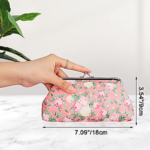Oyachic 2 Pcs Large Coin Purse,Floral Change Purse,Vintage Wallet,Long Coin Pouch,Coin Wallet with Kiss Lock Clasp for Women Girls