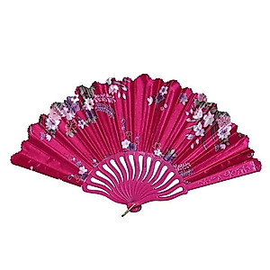 ZAEGO Chinese Fan New Chinese Style Decor Folding Fan Dance Wedding Party Lace Silk Folding Hand Flower Fan Japanese Fan ( Color : Onecolor , Size : 24cm )