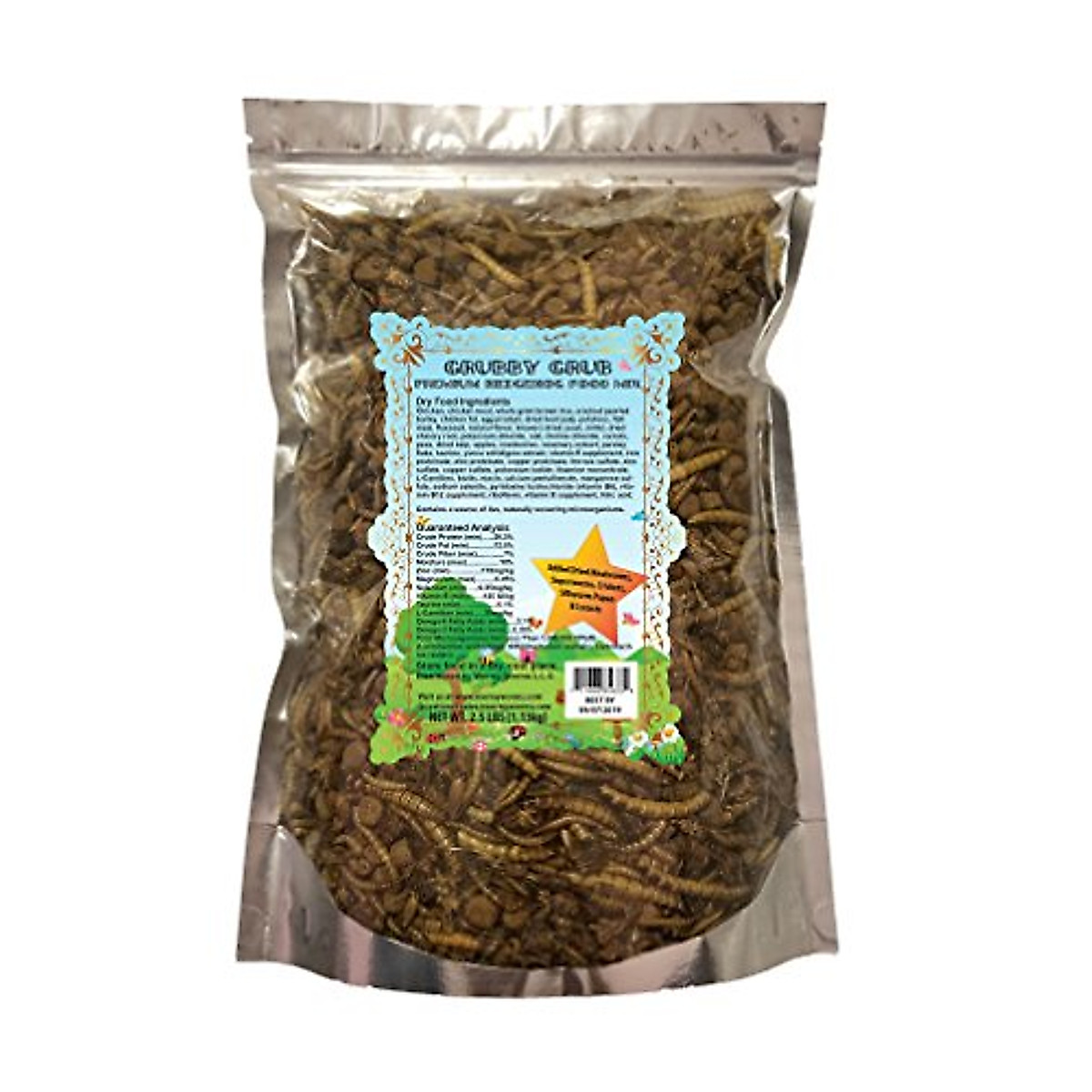 Premium Hedgehog Food w/ Dried Mealworms Superworms Crickets Silkworm Pupae Locusts (2.5 LBS)
