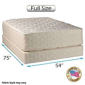 Dream Solutions USA Highlight Luxury Firm 54" Wx75 Lx14 H Full Mattress & Low 5" Height Box Spring Set Fully Assembled - Spinal Back Support, Innerspring Coils, Longlasting Comfort