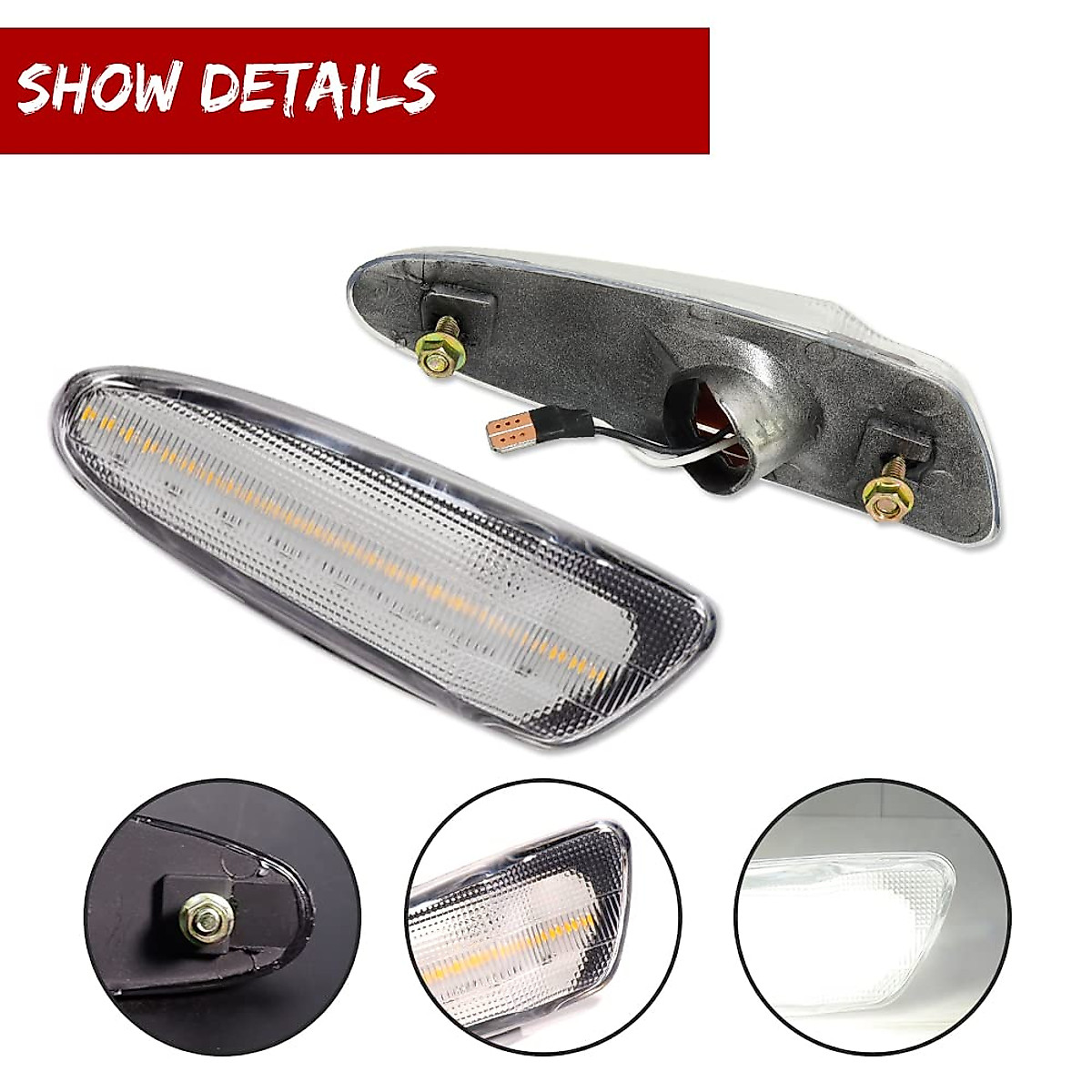 KENRTIR Clear Lens White LED Lamp Compatible with 1997 1998 Toyota SUPRA MK.4 & 2000-2005 Toyota Celica Front Corner Fender Side Marker Light