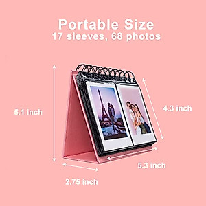 68 Pockets Mini Photo Album for Fujifilm Instax Mini 7s 8 8+ 9 25 26 50s 70 90/ Fujifilm Instax SP 1/ Polaroid PIC-300P/ Polaroid Z2300/ LG PD 233/ LG PD 239/ Name Card (Pink)