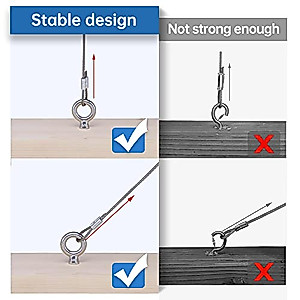 Muzata 10Pack 3.8Inch M6 Screw Eye Hook Wood Screws Metal Hook T316 Stainless Steel for Wood Securing Cable Wire Terminal Ring Eyelet Stand Self Tapping Eye Bolt Indoor Outdoor CN02