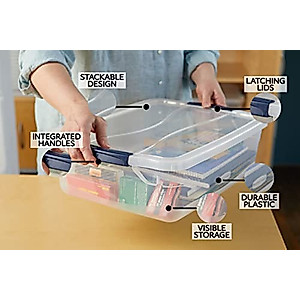 Rubbermaid Cleverstore Clear 16 Qt/4 Gal, Pack of 6 Stackable Plastic Storage Containers with Durable Latching Clear Lids, Visible Organization, Great for Classroom, Underbed, and Kitchen Storage