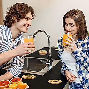 Homythe Friends TV Show Gifts, Friends Merchandise Decor, 6 Pcs Drink Coasters with Metal Holder, Central Perk Coffee Bar Coaster - Cute Birthday Christmas Housewarming Gift for Friends Fans