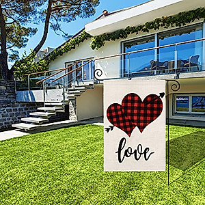 Valentines Day Love Garden Flag Vertical Double Sided Burlap Yard Flags Signs for Valentine’s Day Spring Summer Fall Yard Outdoor Farmhouse Decoration Small