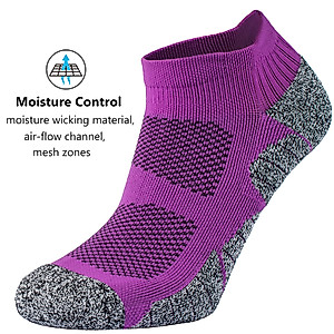 CWVLC Unisex Cushioned Compression Athletic Ankle Socks Multipack, 3-pairs Purple, M (7.5-10 W US/ 6-8.5 M US)