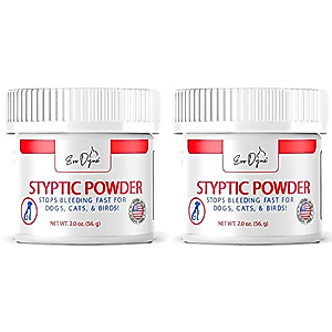 2-Pack Styptic Powder for Dogs, Cats, and Birds (2 oz) by Evo Dyne | Fast-Acting Blood Stop Powder for Pets | Quick Stop Bleeding Powder for Dog Nail Clipping, Grooming, Cuts and More