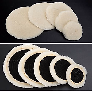 SiMaXuanCar Wool Polishing Pad 5 inch Velcro Polishing Pad for Drill Buffer Attachment with M14 Drill Adapter